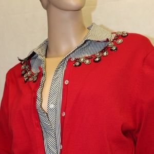 Spense | Sweaters | Spense Red Beaded Cardigan Nwot | Poshmark